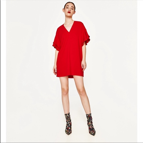 Zara | Dresses | Zara Ruffle Sleeve Dress | Poshmark